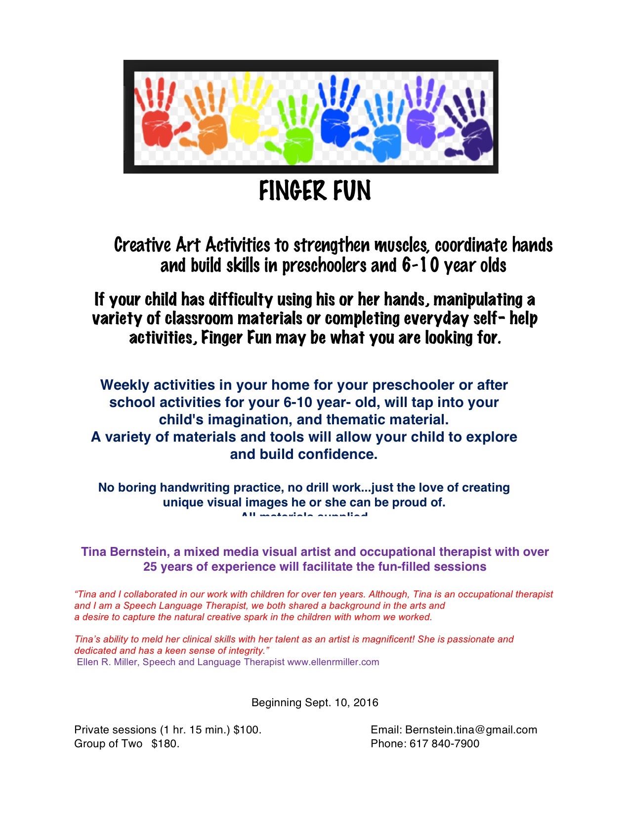 'Finger Fun' Class for Kids Weds Arts, Imagination and Motor Skills ...