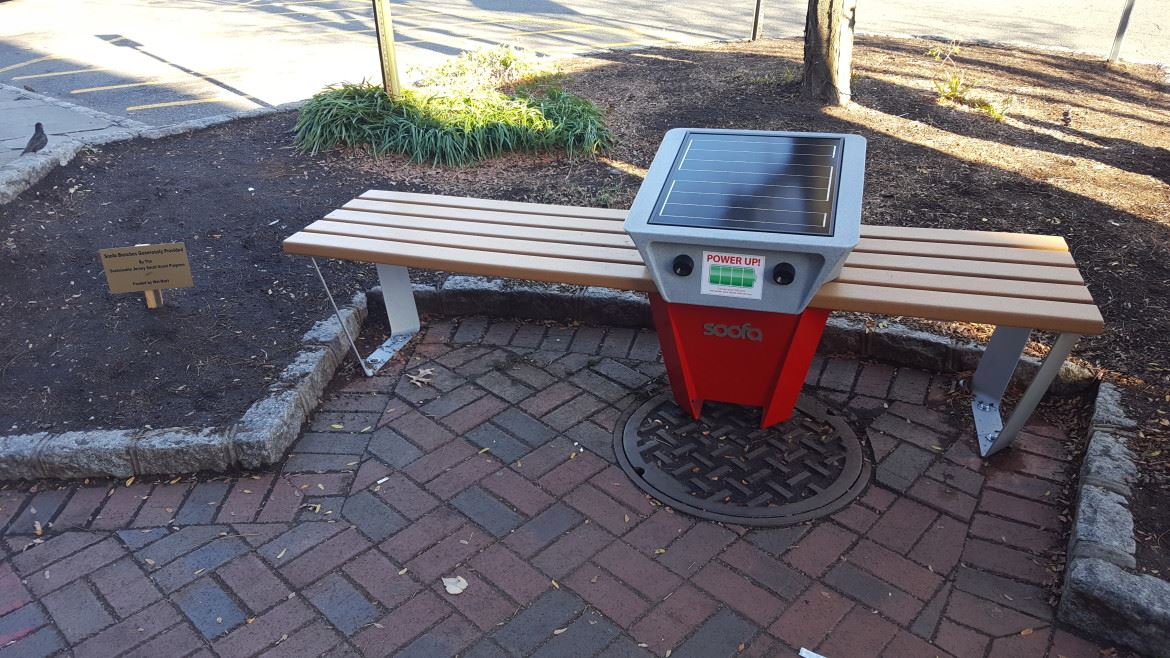 South Orange Unveils 'Soofa' Mobile Charging Bench - The Village Green