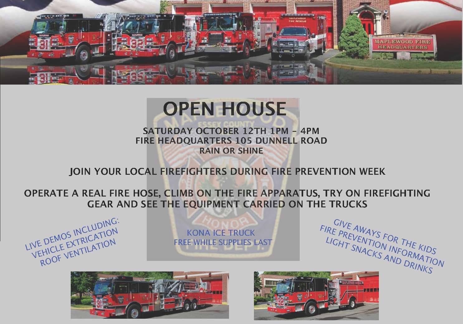 Maplewood Fire Department Open House is October 12 - The Village Green