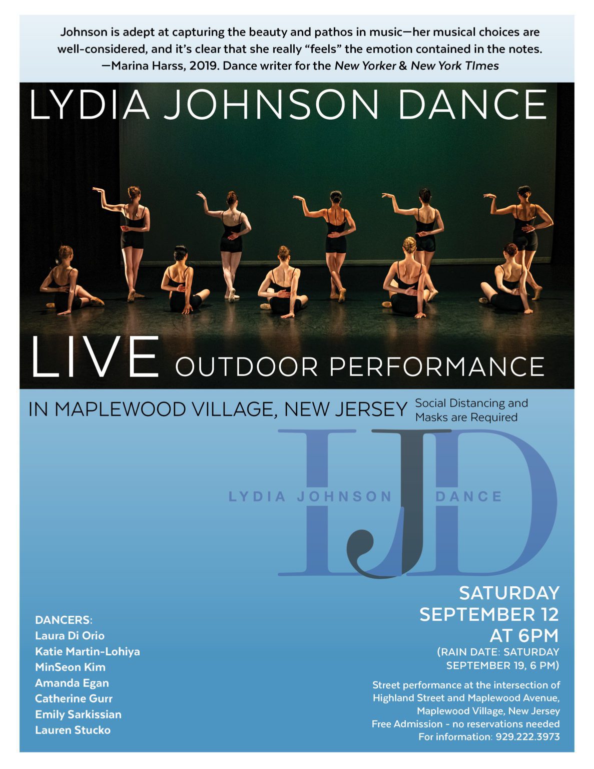 Lydia Johnson Dance Presents a Live Outdoor Performance on September 12 ...