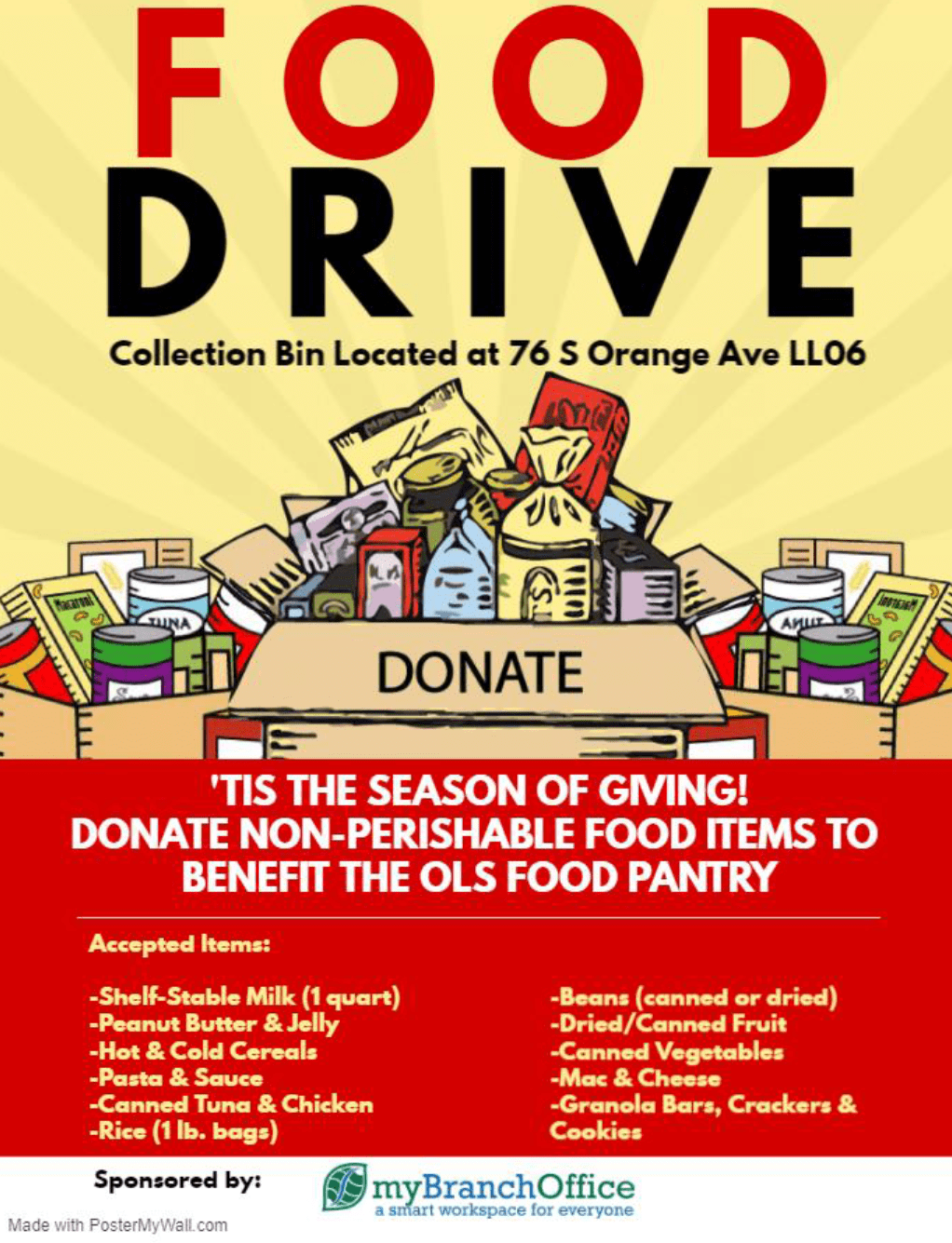 South Orange Hosts My Branch Office Food Drive - The Village Green
