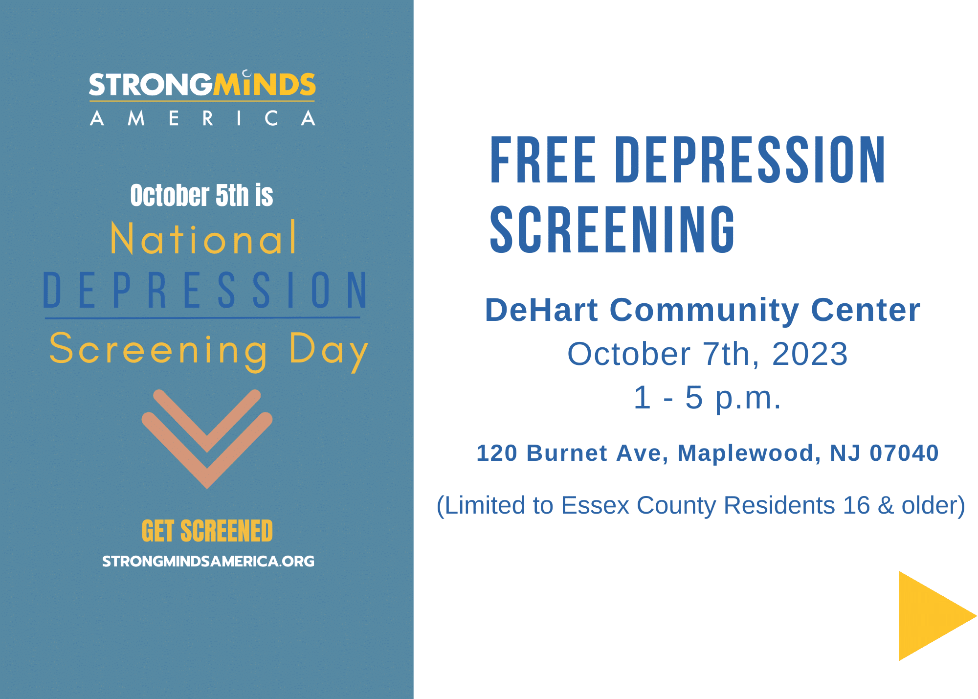 Free Depression Screening at DeHart Community Center on Saturday ...