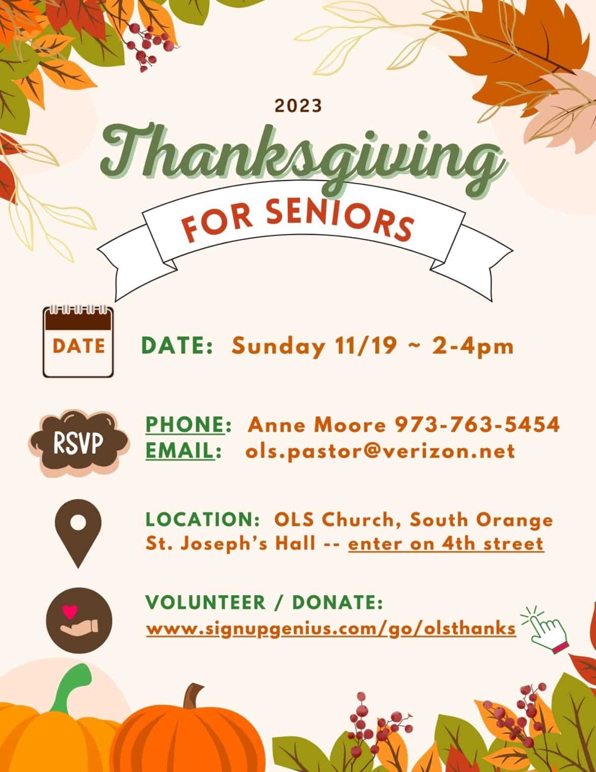 Our Lady of Sorrows to Host Annual Thanksgiving for Seniors on Sunday ...